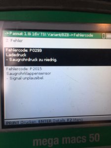 Fehlermeldung P0299 und P2015 1.8 TSI